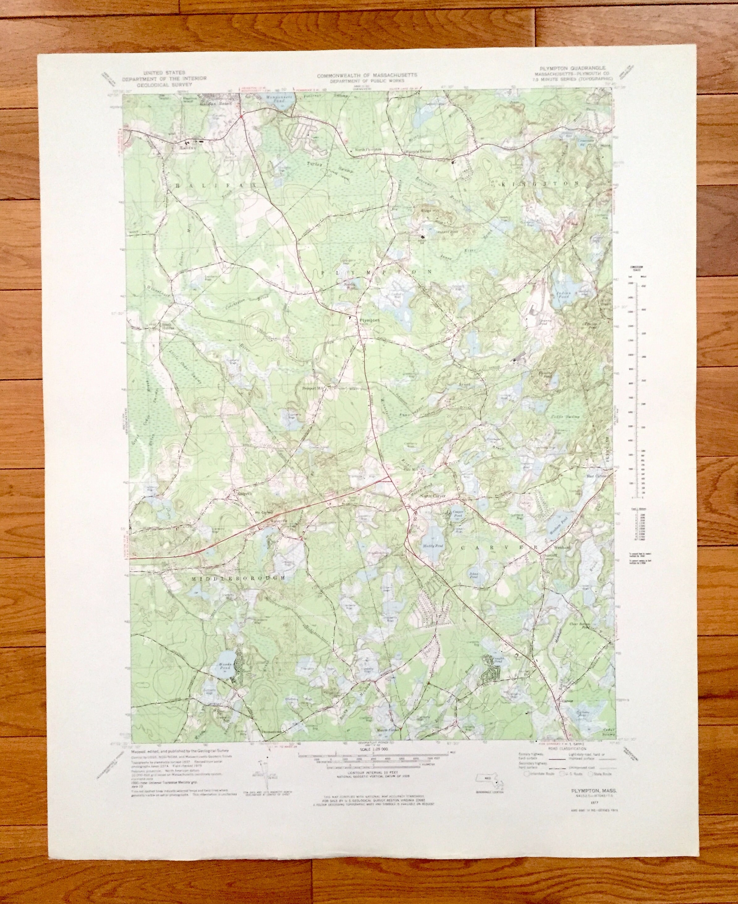 Antique Plympton Massachusetts 1977 US Geological Survey | Etsy