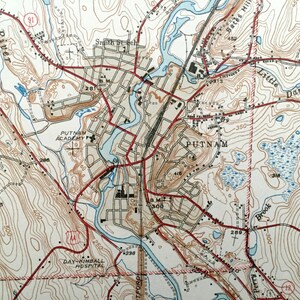 Antique Putnam, Connecticut 1945 US Geological Survey Topographic Map ...