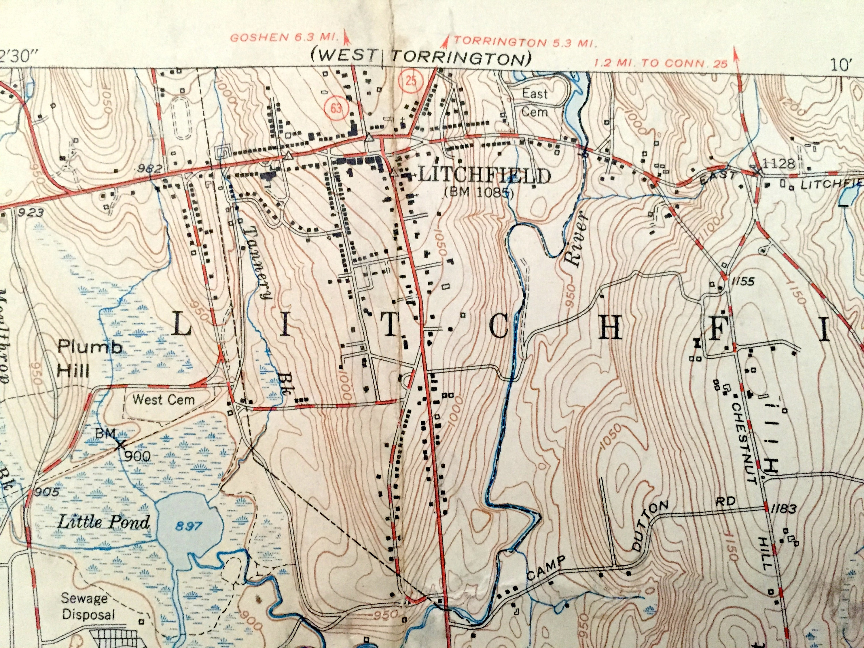 Antique Litchfield Connecticut 1950 US Geological Survey | Etsy
