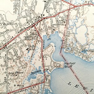 Antique Hyannis, Massachusetts 1942 US Geological Survey Topographic ...