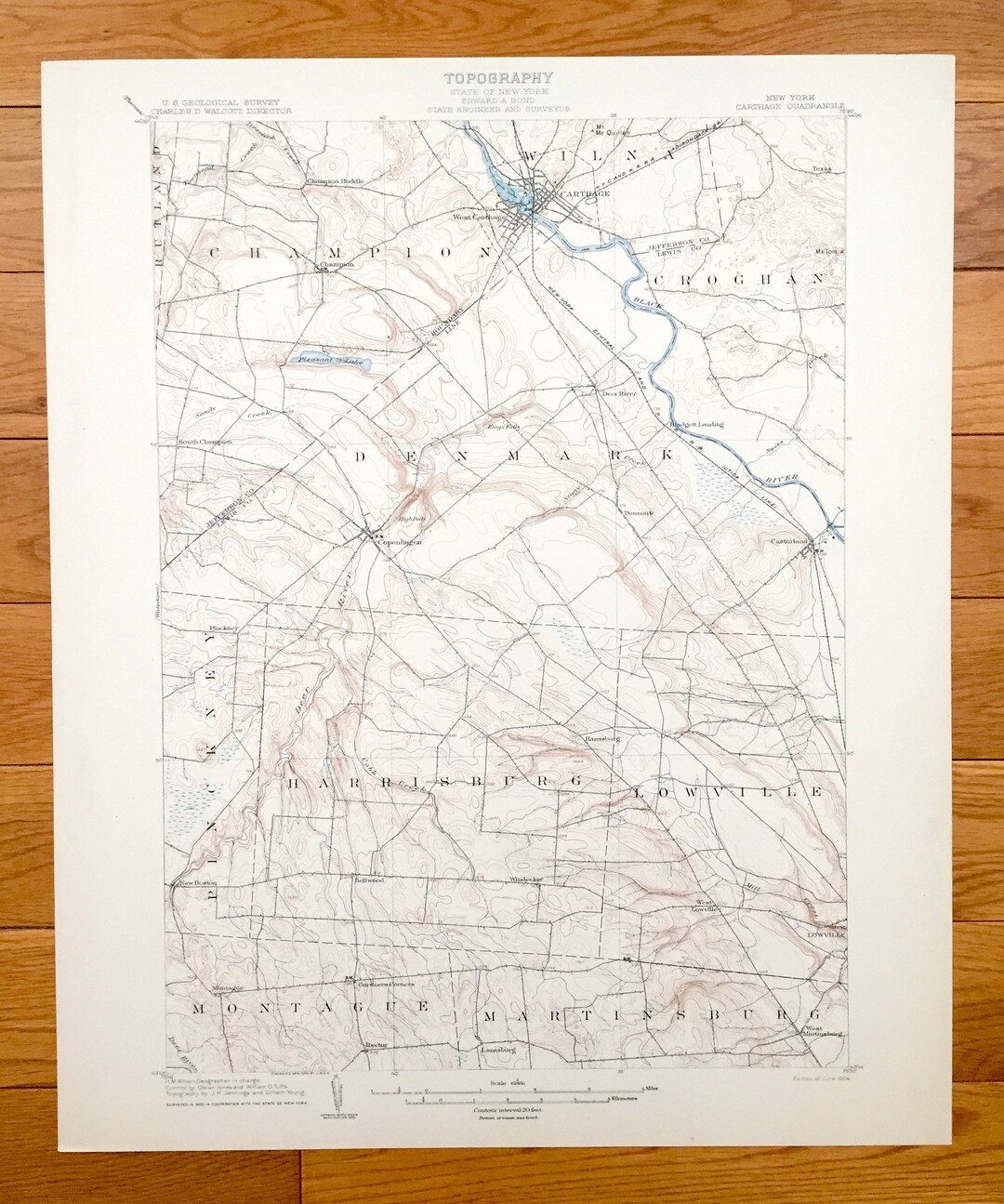 Antique Carthage, New York 1904 US Geological Survey Topographic Map ...