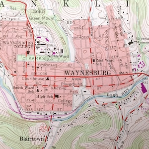 Antique Waynesburg, Pennsylvania 1961 US Geological Survey Topographic ...