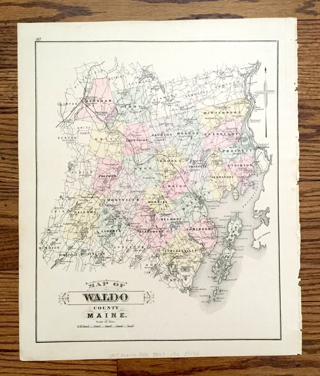Antique 1885 Waldo County, Maine Map by George N. Colby & Company ...