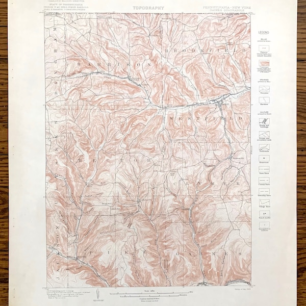 Antique Map of Potter County Pa - Etsy UK