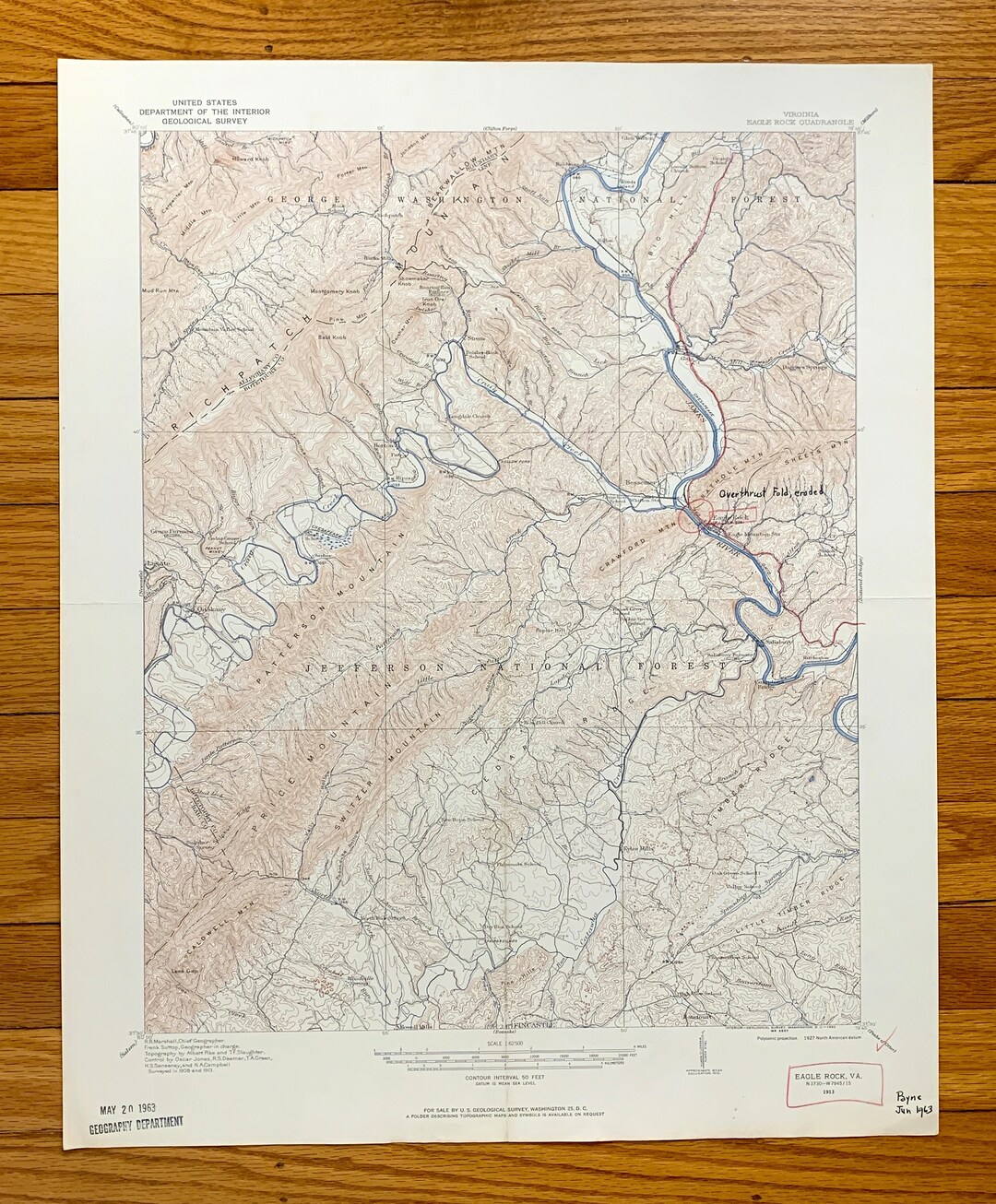 Antique Eagle Rock, Virginia 1913 US Geological Survey Topographic Map ...