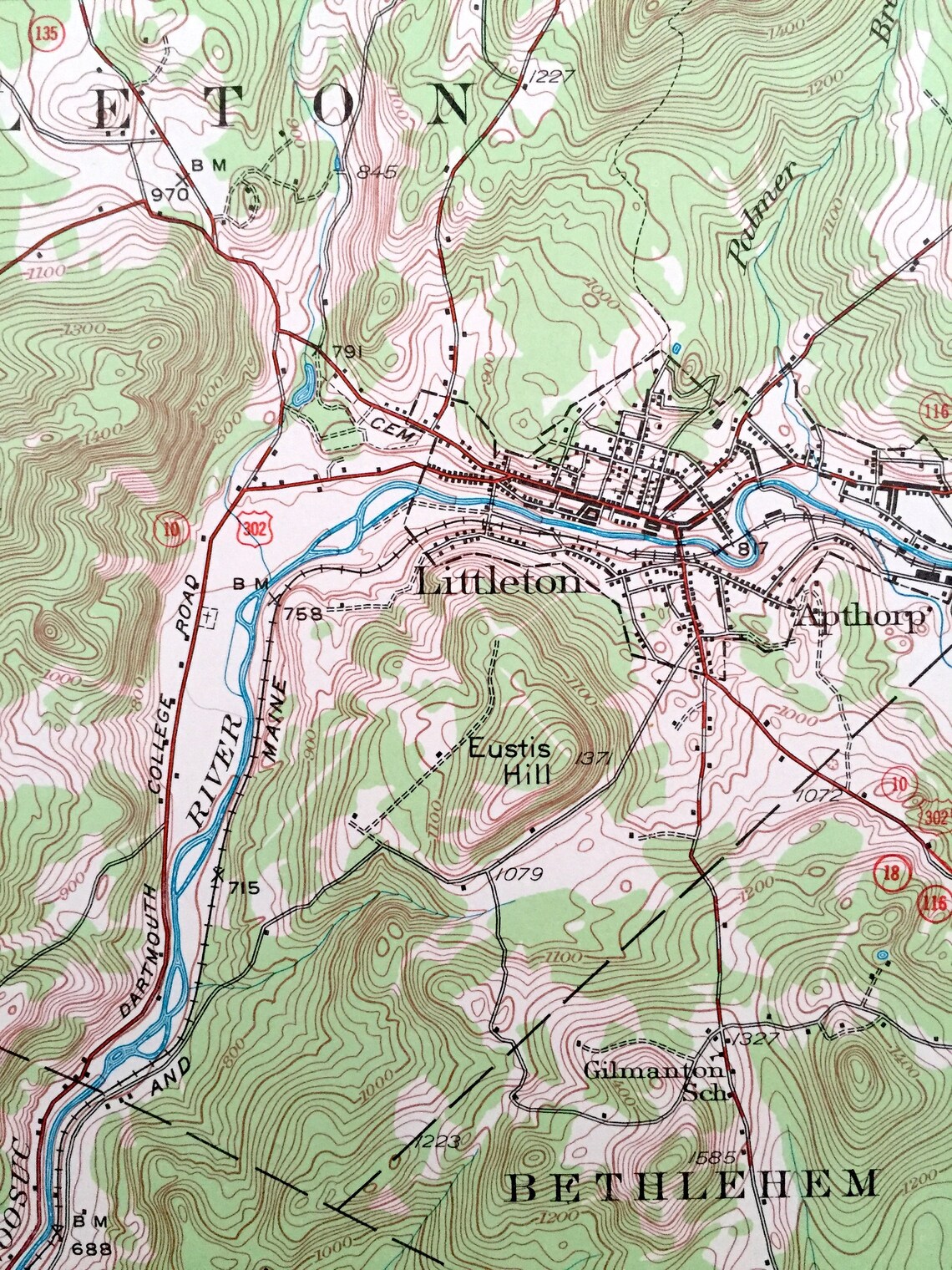 Antique Littleton, New Hampshire 1932 US Geological Survey Topographic ...