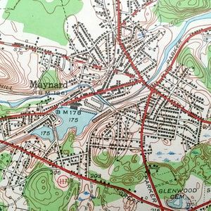 Antique Maynard, Massachusetts 1950 US Geological Survey Topographic ...