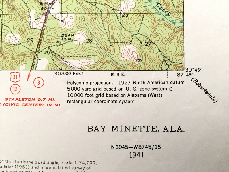 Antique Bay Minette Alabama 1941 US Geological Survey - Etsy