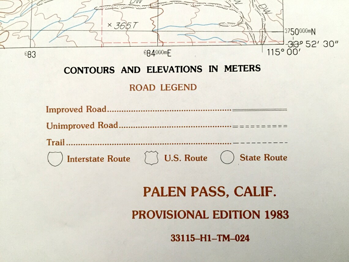 Antique Palen Pass California 1983 US Geological Survey | Etsy