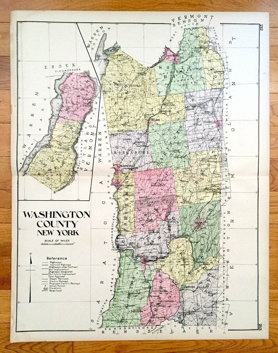 Antique Washington County, New York 1911 New Century Atlas Map – Fort ...