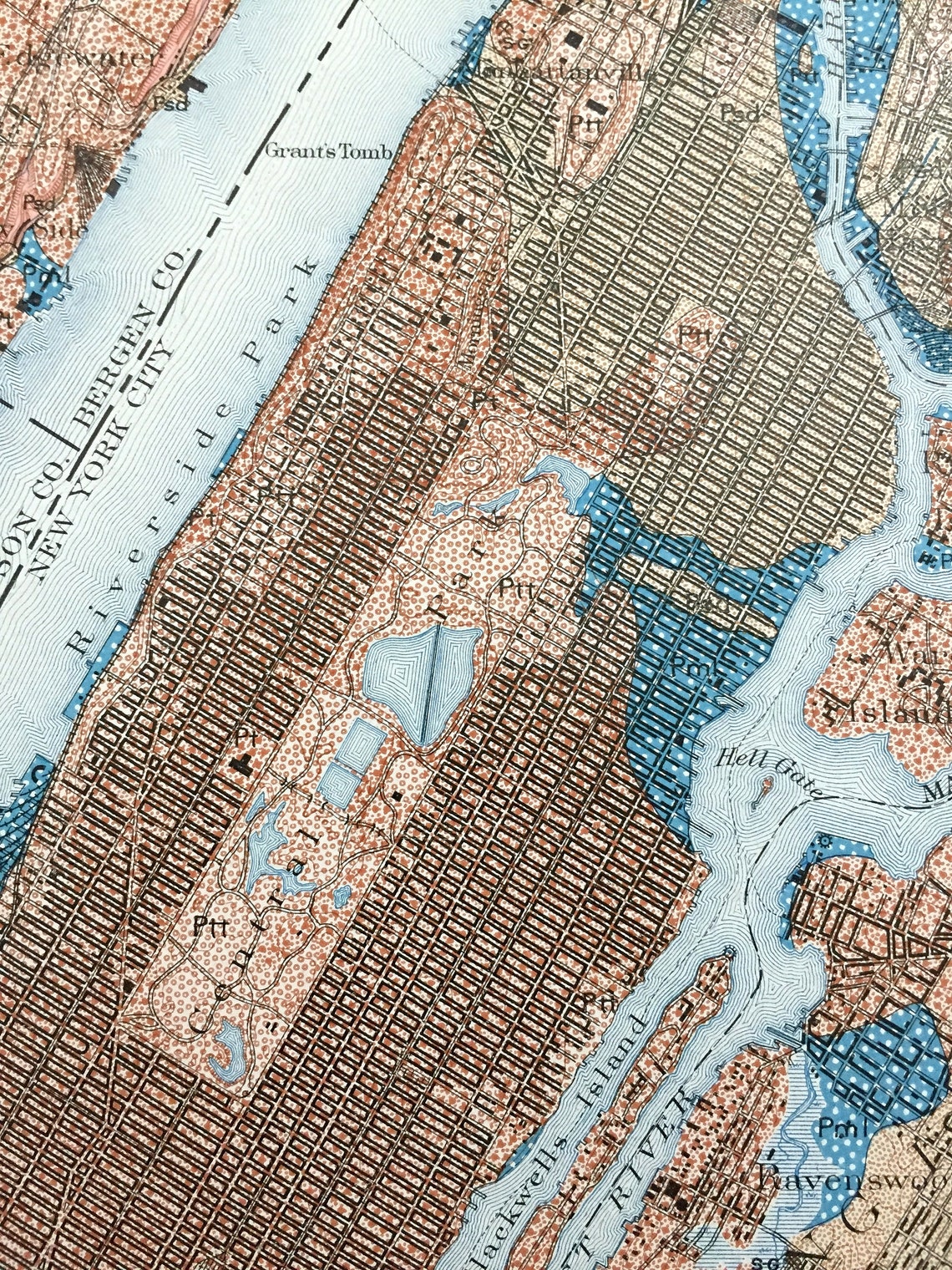 Antique New York City 1901 US Geological Survey Topographic | Etsy
