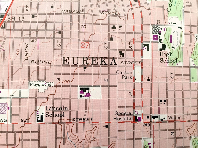 Antique Eureka California 1958 US Geological Survey | Etsy