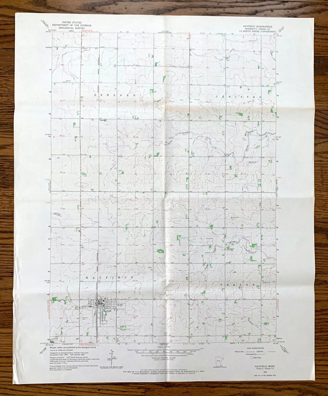 Antique Hayfield, Minnesota 1966 US Geological Survey Topographic Map ...