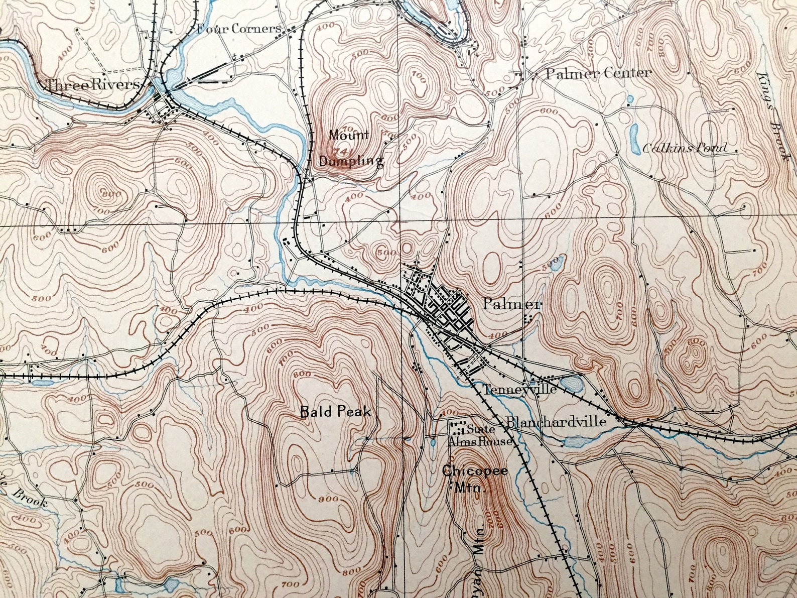 Antique Palmer, Massachusetts 1893 US Geological Survey Topographic Map ...