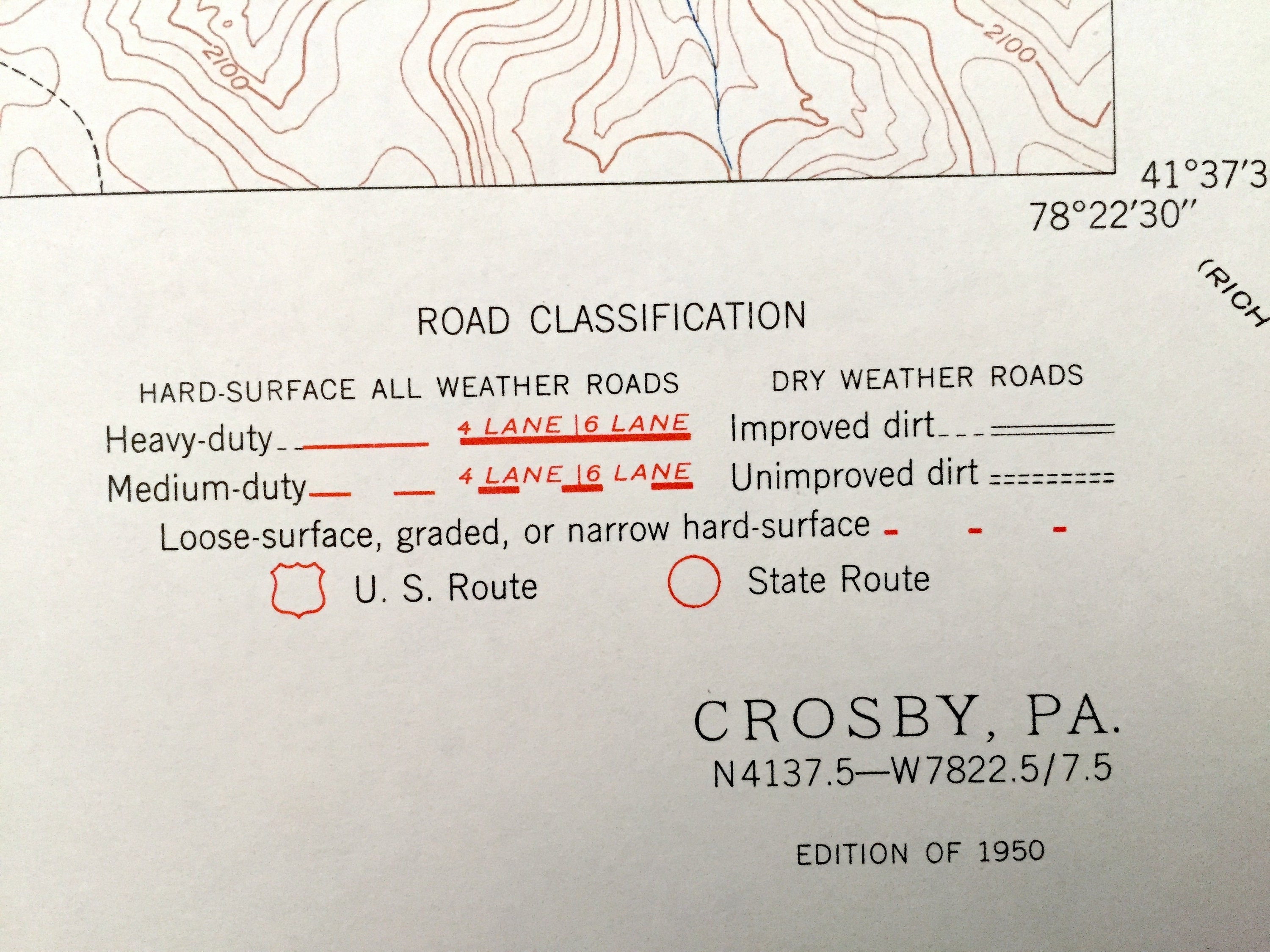 Antique Crosby Pennsylvania 1950 US Geological Survey | Etsy