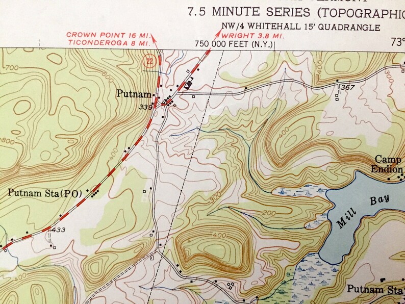 Antique Putnam, New York 1950 US Geological Survey Topographic Map ...