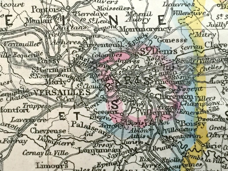 Antique 1863 France Map by Lowry & Weekly Dispatch – Paris, Versailles ...