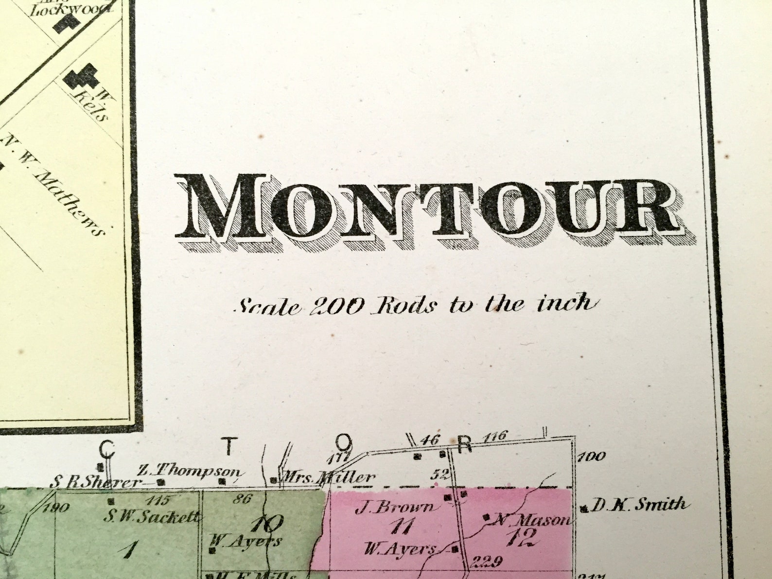 Antique 1874 Montour, New York Map From Pomeroy, Whitman & Co. Atlas of ...