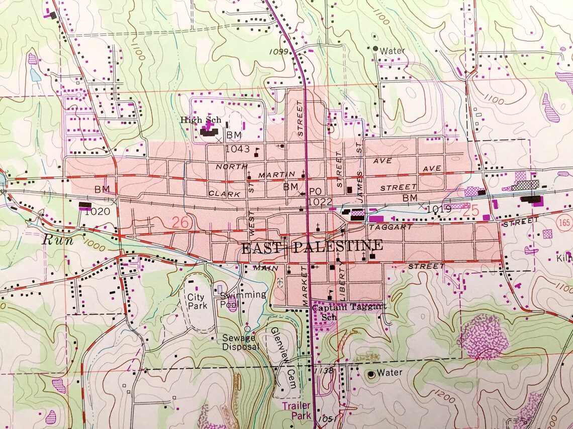 Antique East Palestine, Ohio 1960 US Geological Survey Topographic Map ...