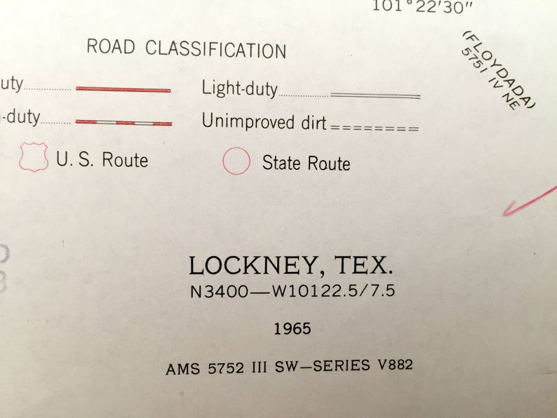 Antique Lockney Texas 1965 US Geological Survey Topographic - Etsy