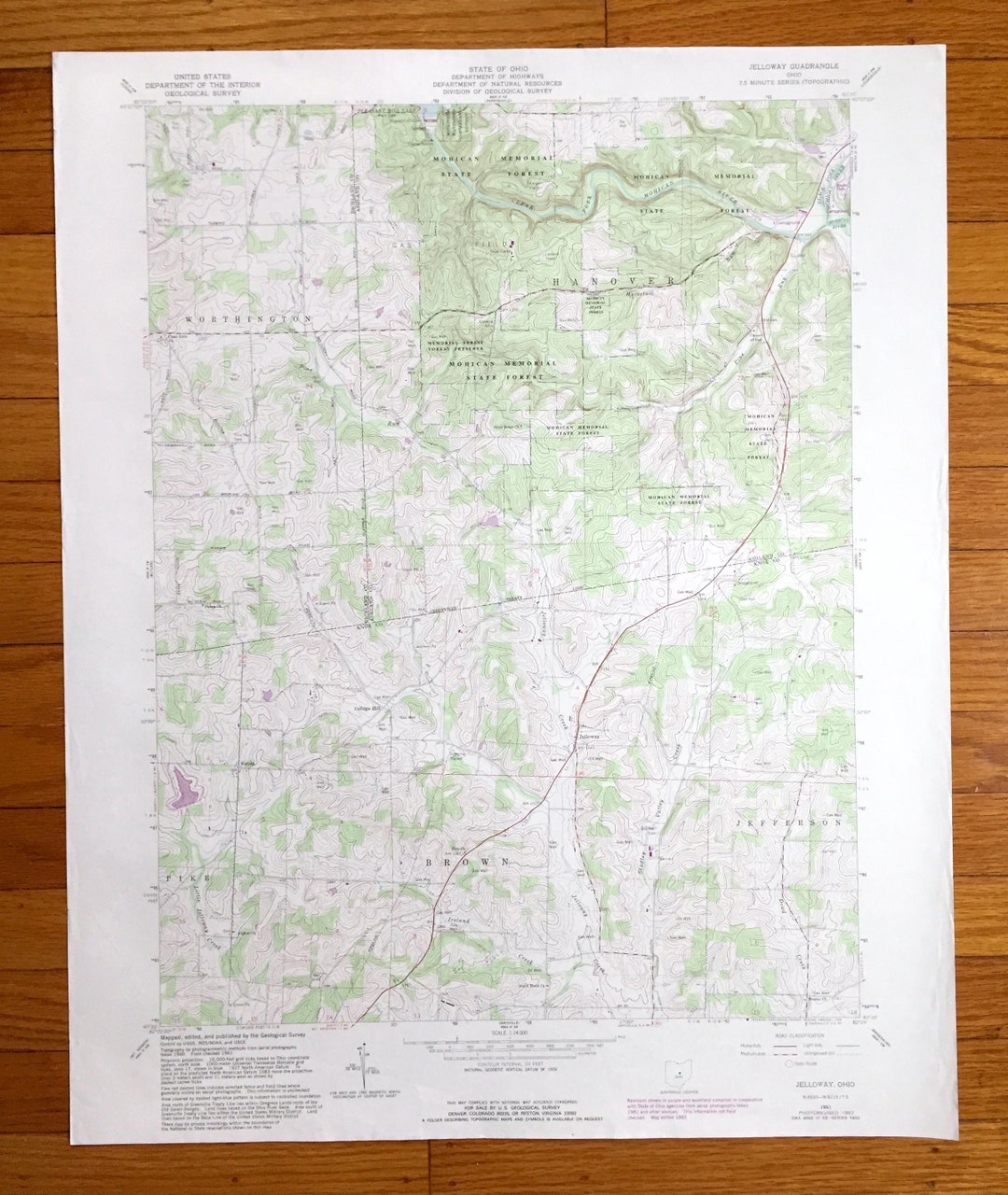 Antique Jelloway, Ohio 1961 US Geological Survey Topographic Map — Knox ...