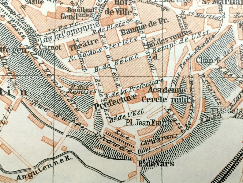 Antique 1914 Angouleme France Map From Baedekers Guide Atlas - Etsy