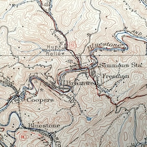 Antique Bramwell, West Virginia 1924 US Geological Survey Topographic ...