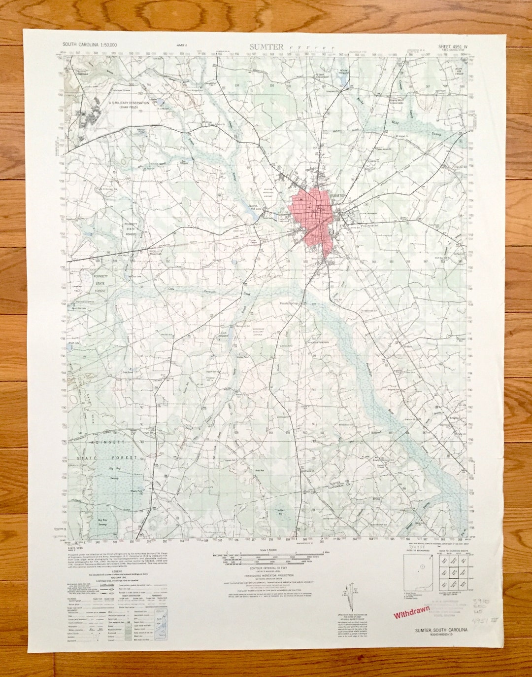 Antique Sumter, South Carolina 1949 US Geological Survey Topographic ...