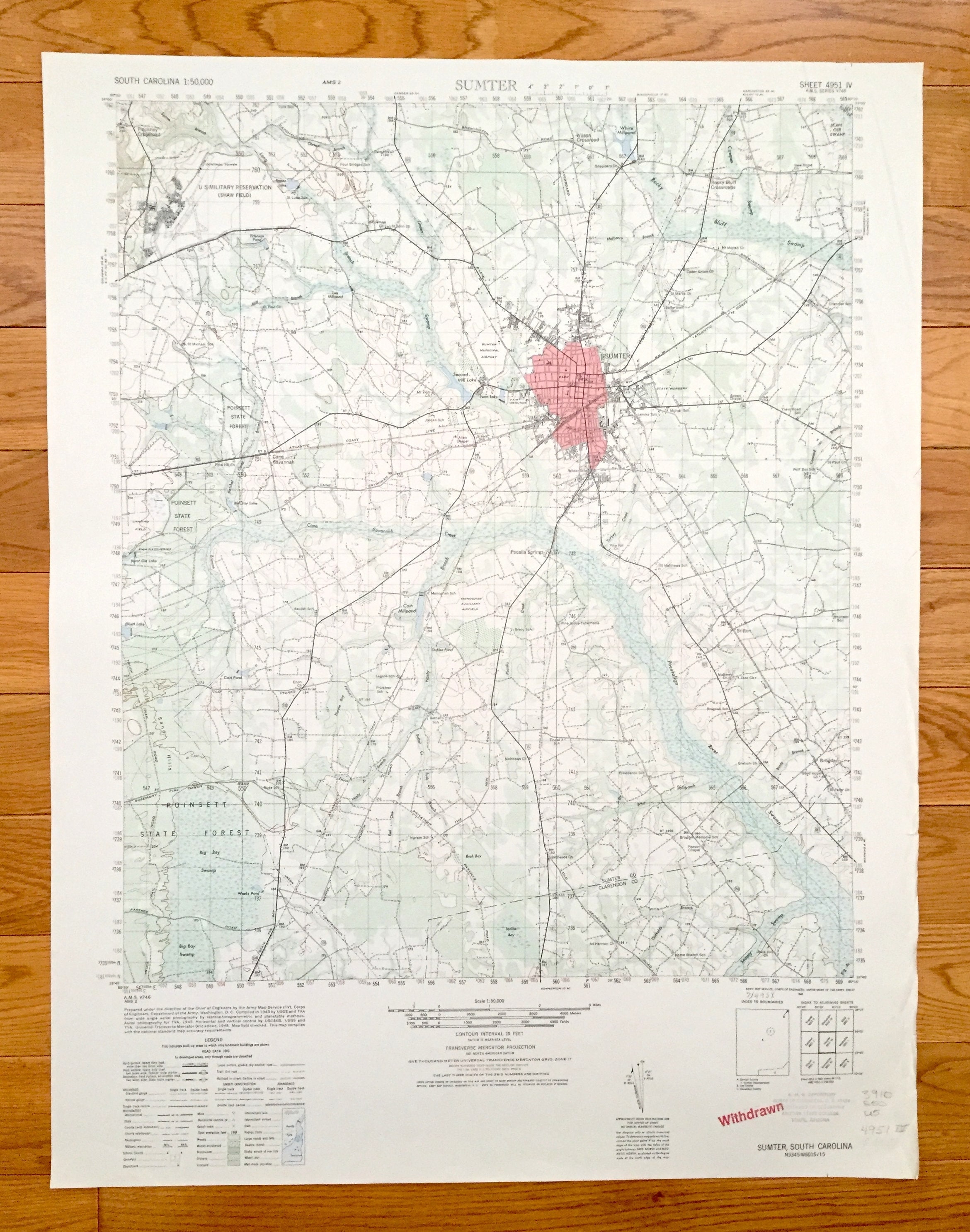 Antique Sumter South Carolina 1949 US Geological Survey | Etsy