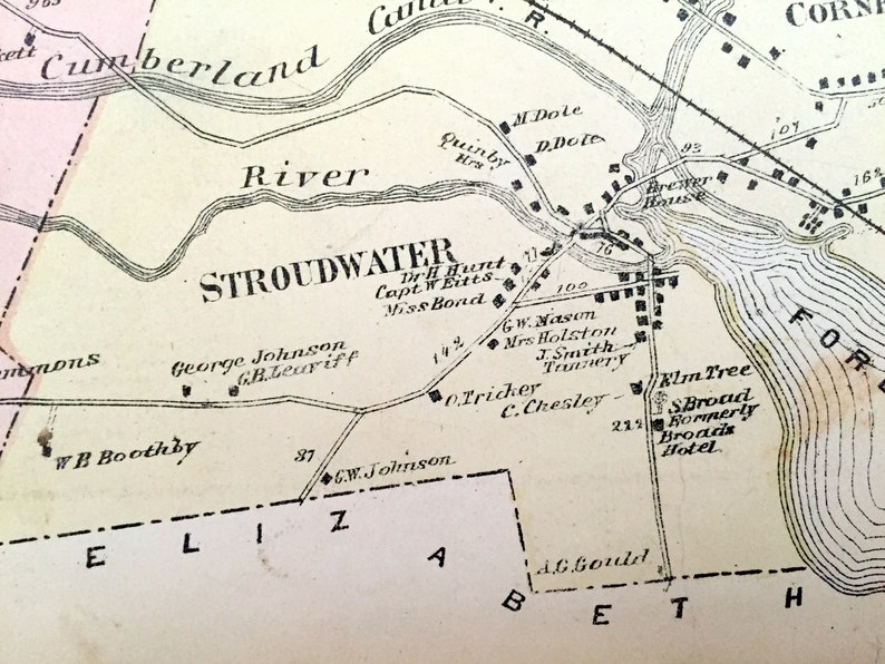 Antique 1871 Westbrook & Deering Maine Map From F.W. Beers - Etsy
