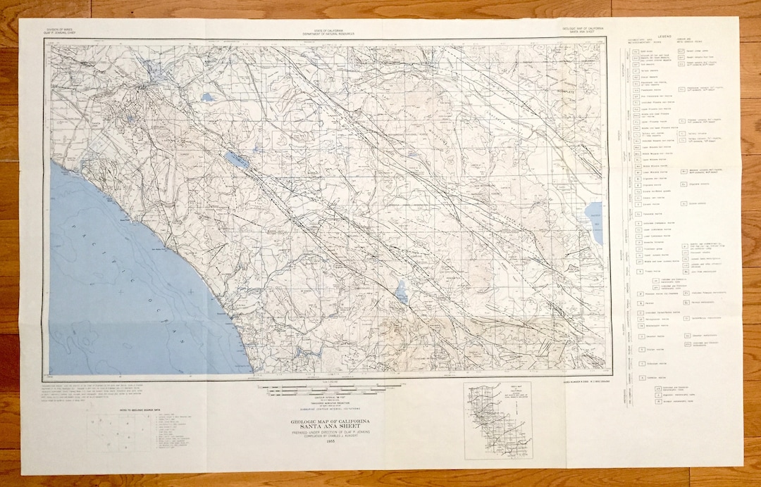 Antique Santa Ana, California 1955 US Geological Survey Topographic Map ...