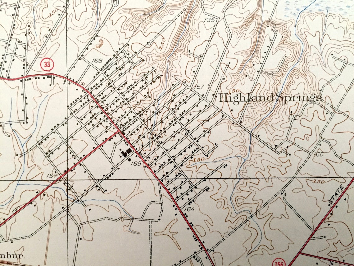 Antique Seven Pines, Virginia 1938 US Geological Survey Topographic Map ...