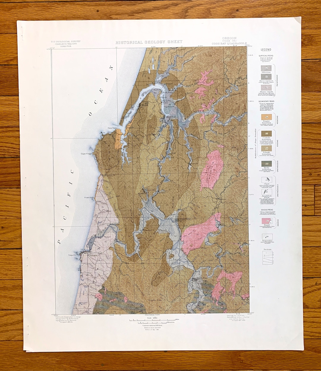 Antique Coos Bay, Oregon 1901 US Geological Survey Topographic Map ...