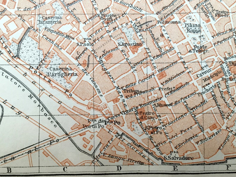 Antique 1904 Cremona Italy Map From Baedekers Guide - Etsy