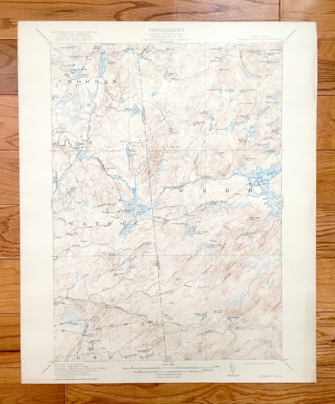 Antique Number Four, New York 1915 US Geological Survey Topographic Map ...