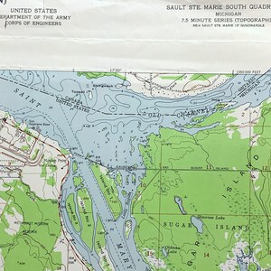 Antique Sault Ste Marie, Michigan 1951 US Geological Survey Topographic ...