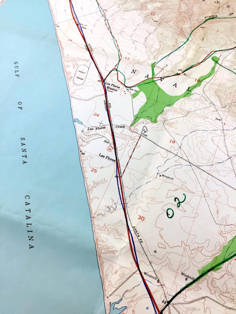 Antique Camp Pendleton Marine Corps Base, California 1948 US Geological ...