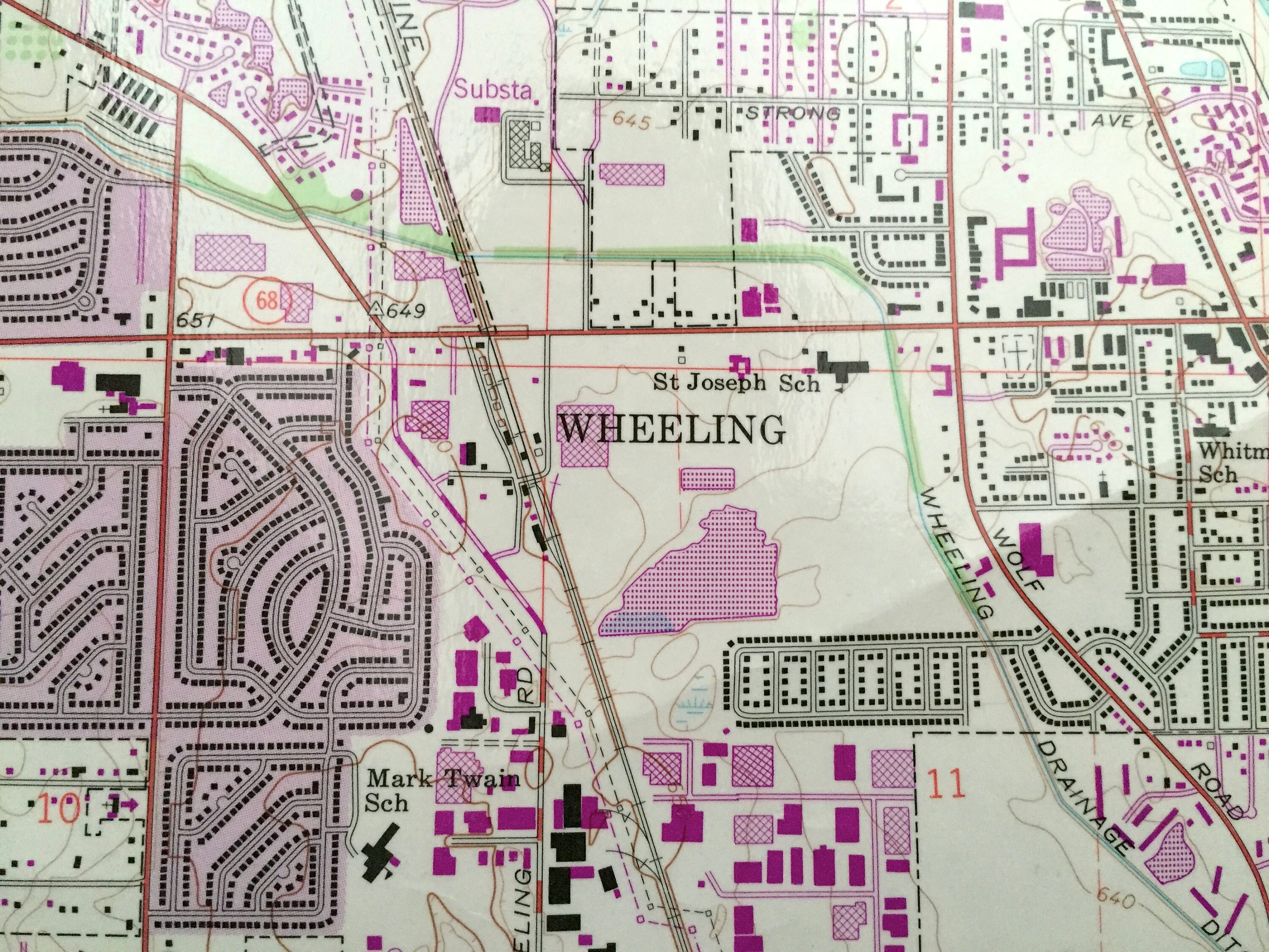 Antique Wheeling, Illinois 1963 US Geological Survey Carte ...