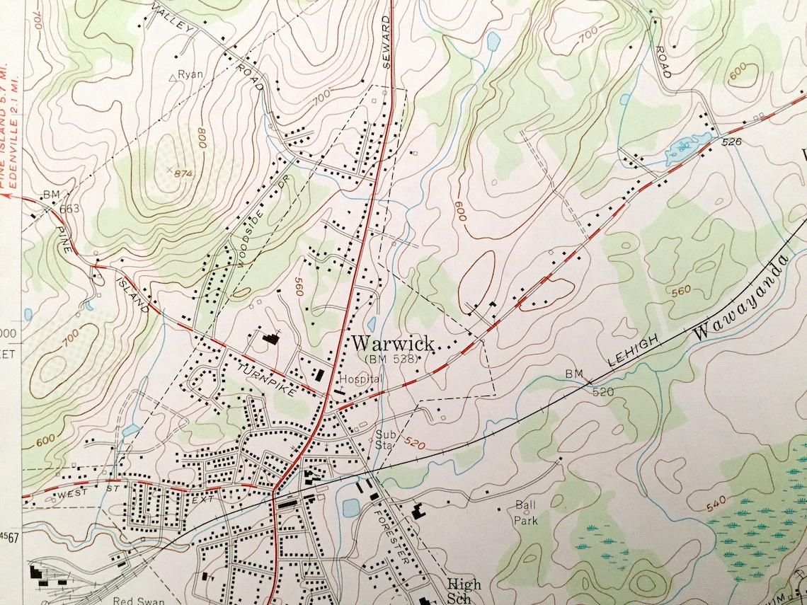 Antique Warwick New York 1957 US Geological Survey - Etsy
