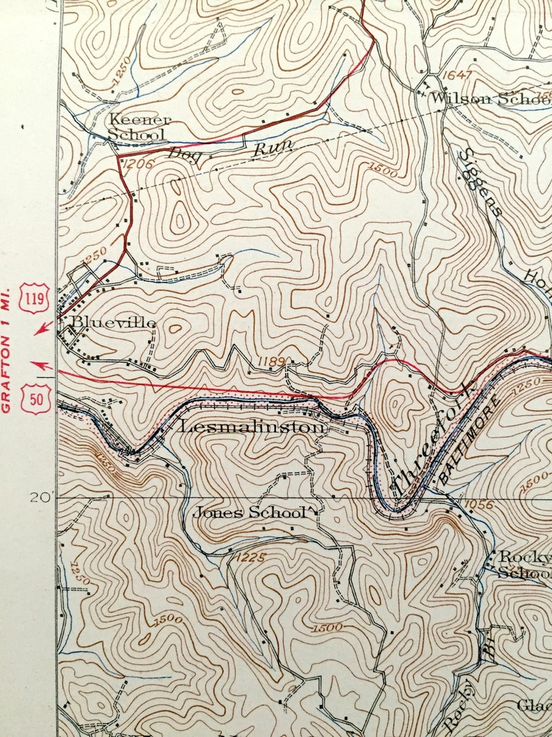 Antique Thornton, West Virginia 1926 US Geological Survey Topographic ...
