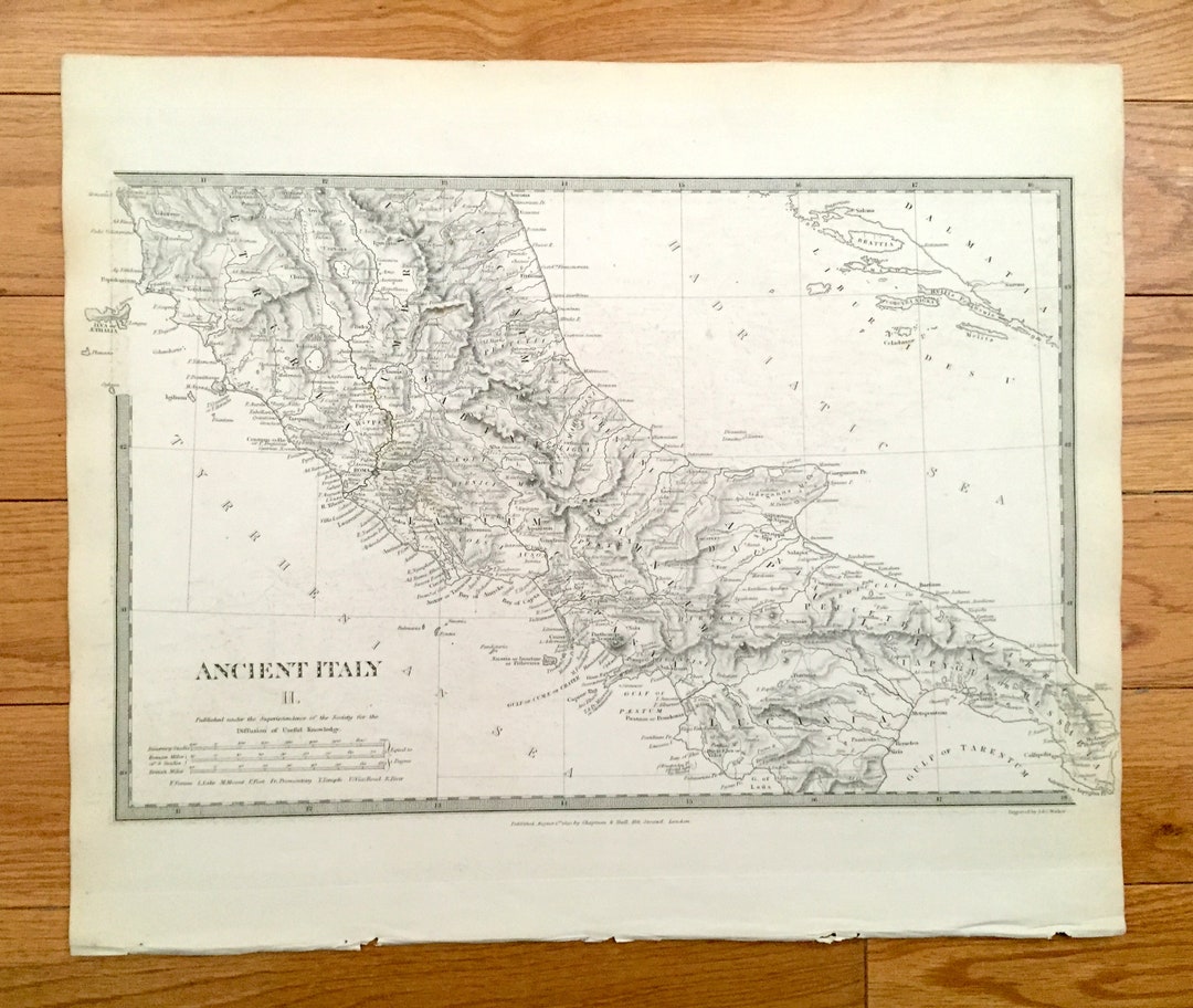 Antique 1830 Ancient Italy Map From SDUK Atlas – Rome, Roman Empire ...