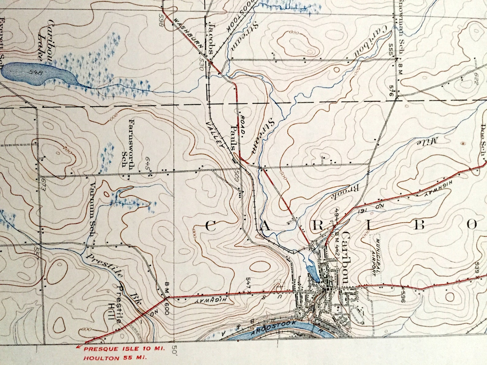 Antique Caribou, Maine 1932 US Geological Survey Topographic Map – New ...