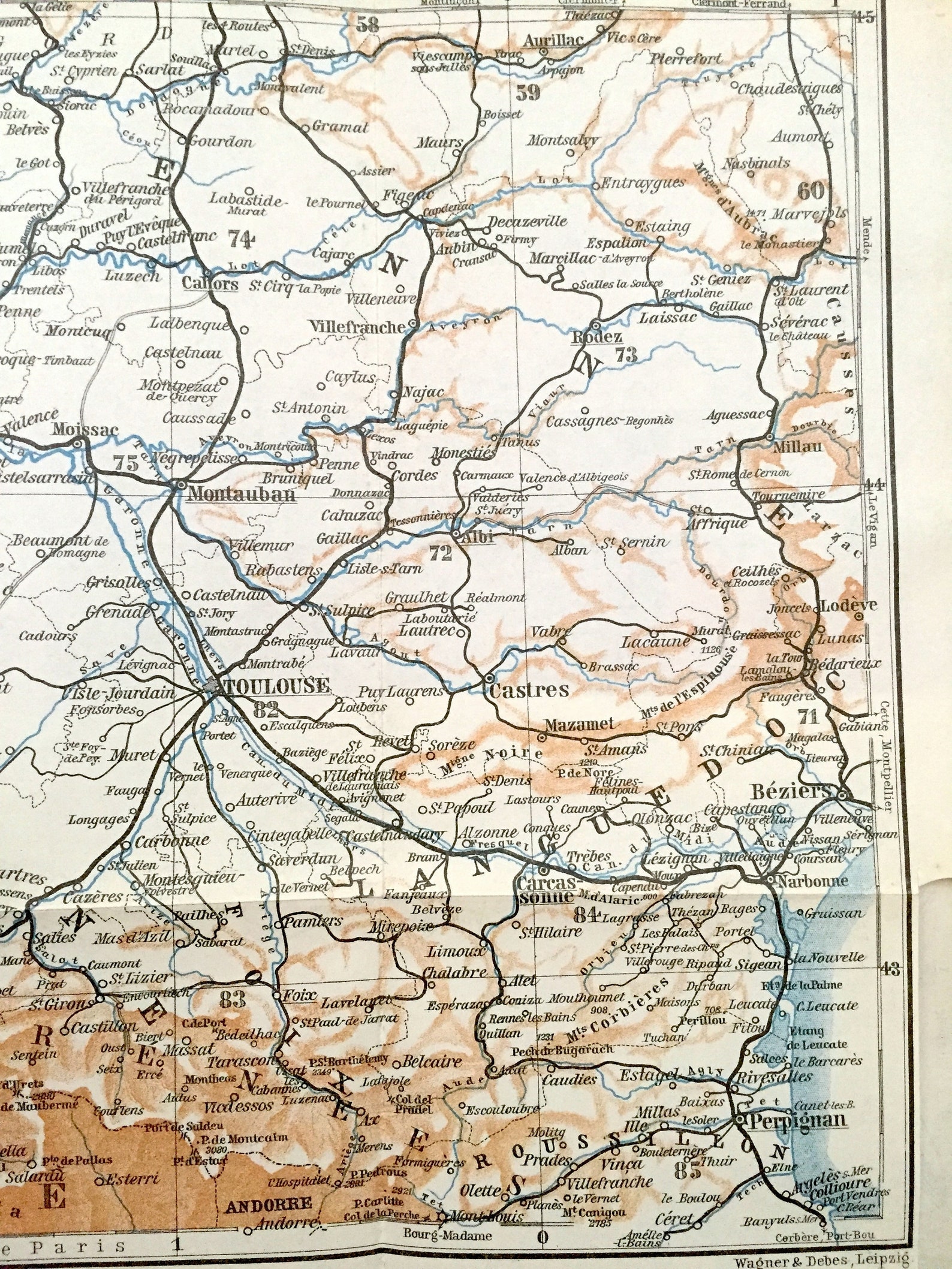Antique 1914 Southwest France Map From Baedekers Guide Atlas | Etsy