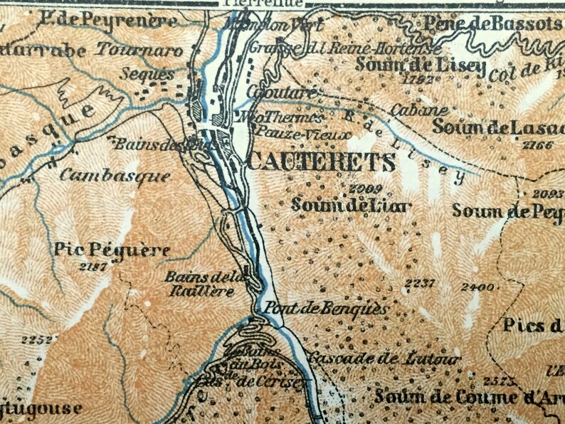 Antique 1914 Cauterets Hautes Pyrenees France Map From - Etsy
