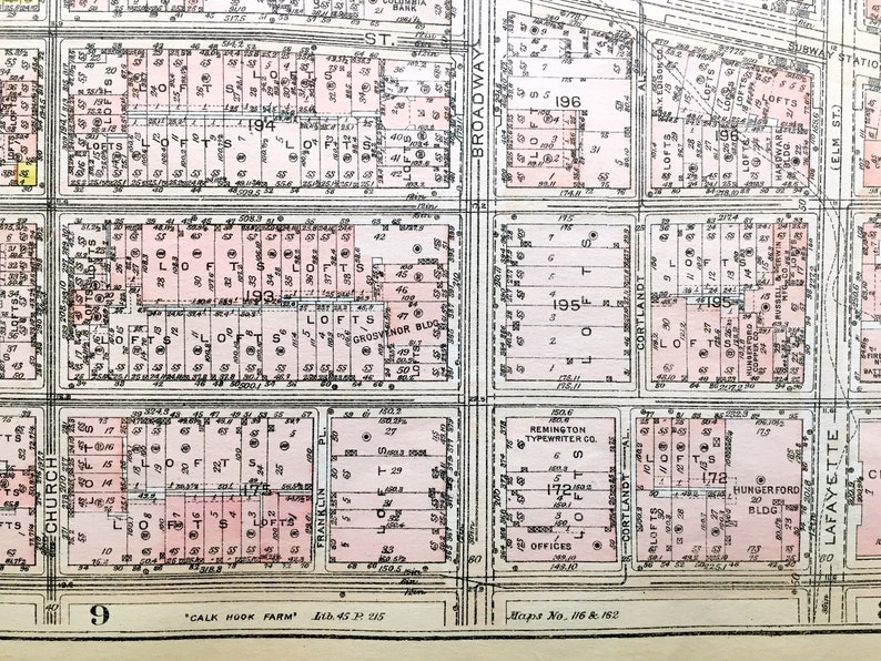 Antique Manhattan, New York Map From Bromley's 1925 Manhattan Land Book ...