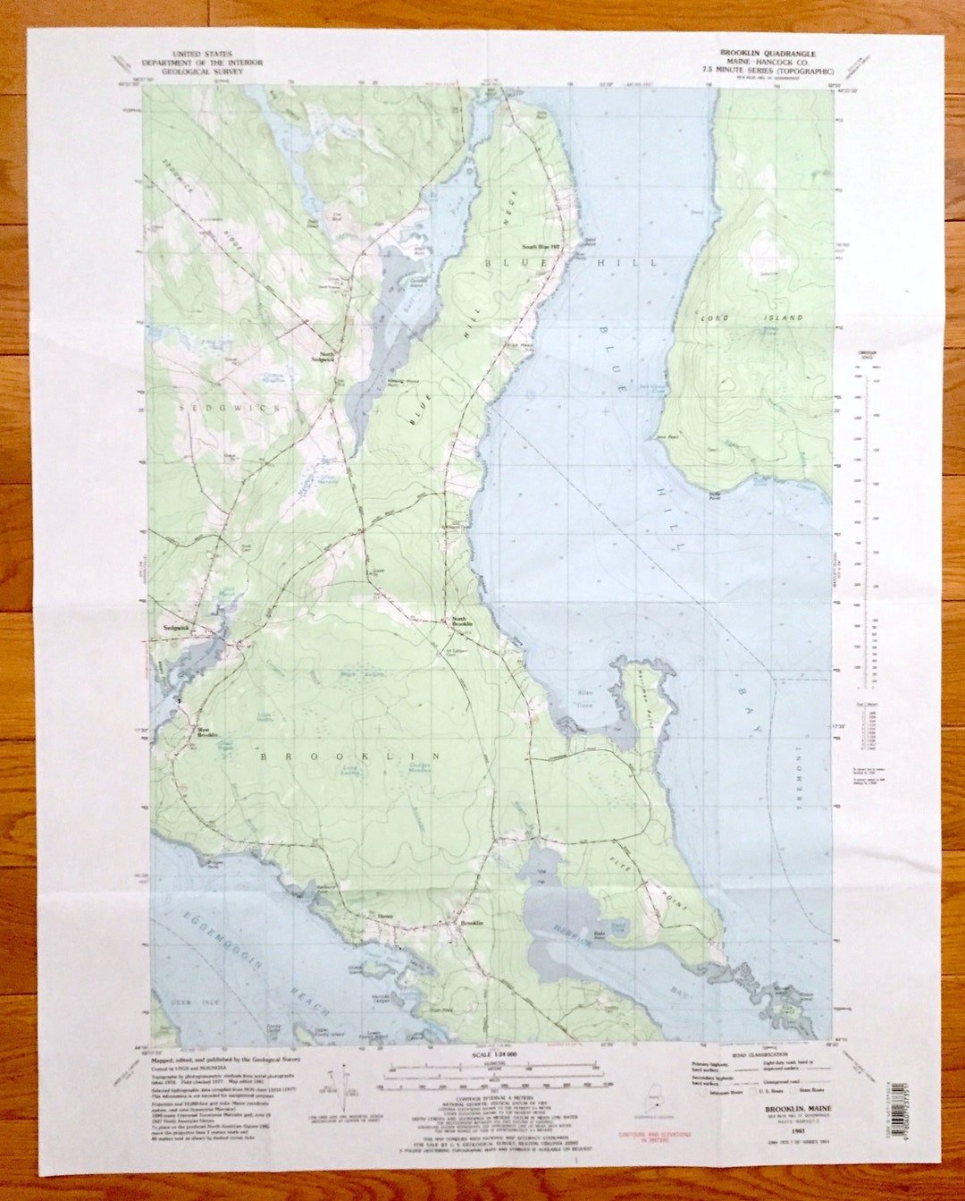 Antique Brooklin, Maine 1981 US Geological Survey Topographic Map ...