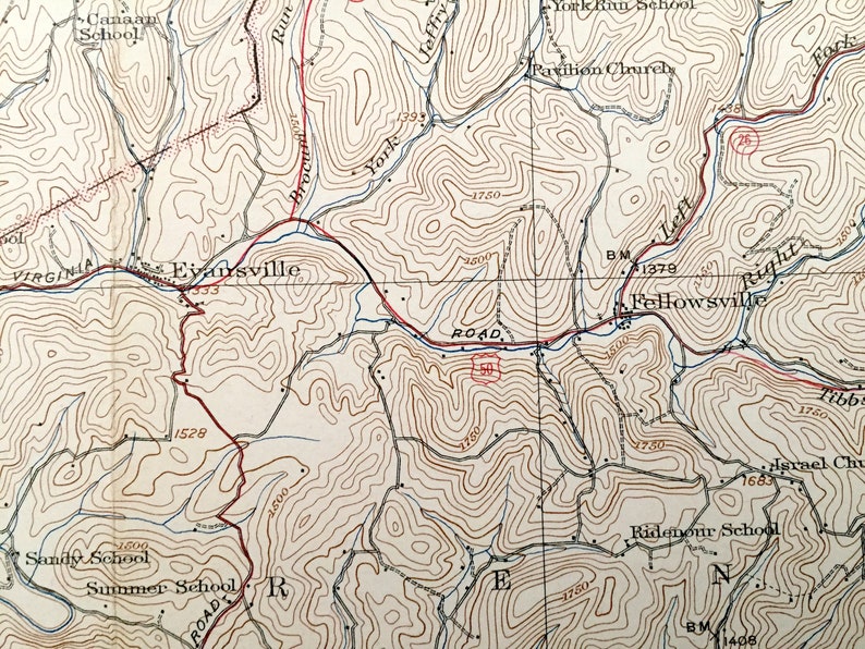 Antique Thornton, West Virginia 1926 US Geological Survey Topographic ...