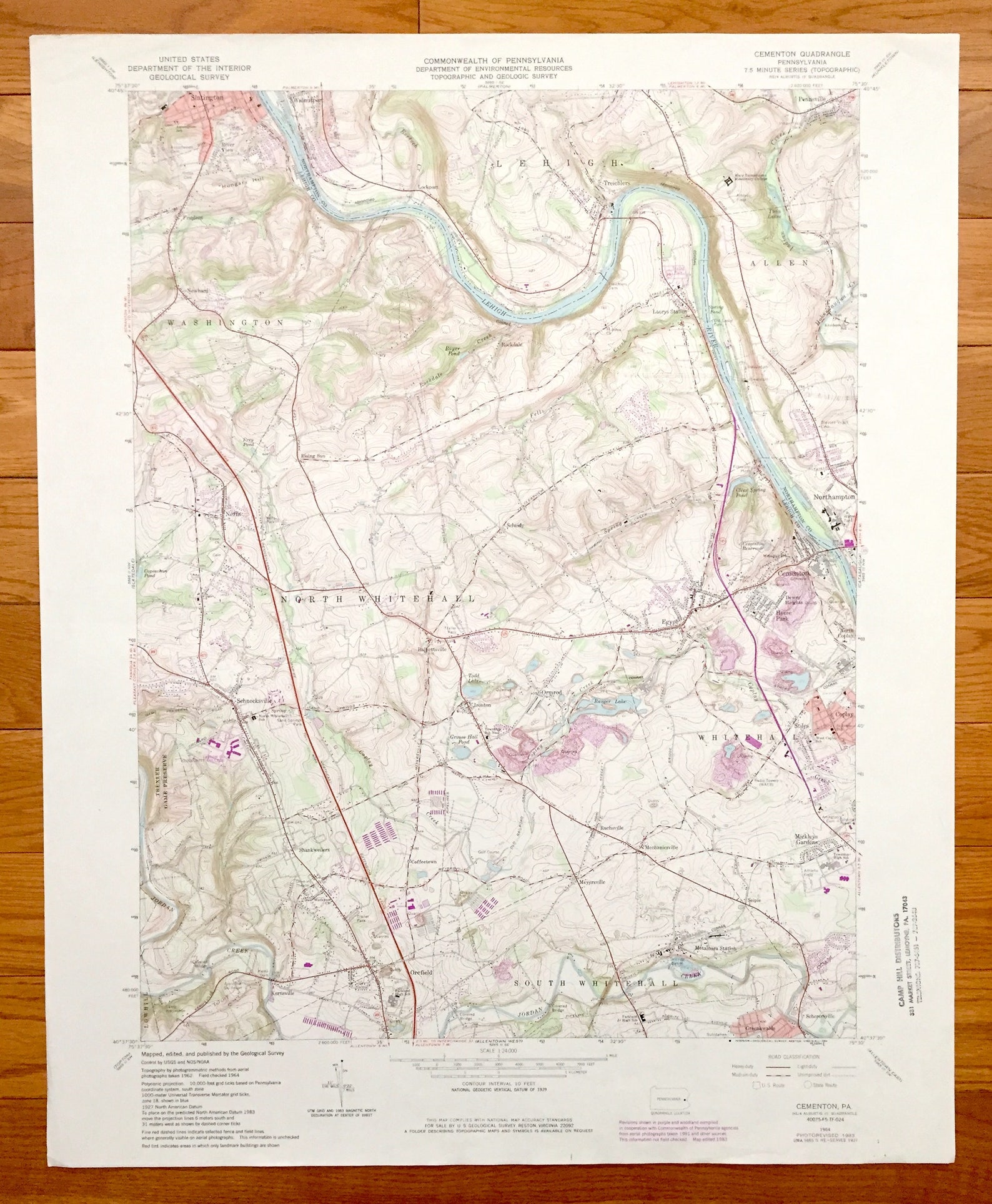Antique Cementon Pennsylvania 1964 US Geological Survey | Etsy