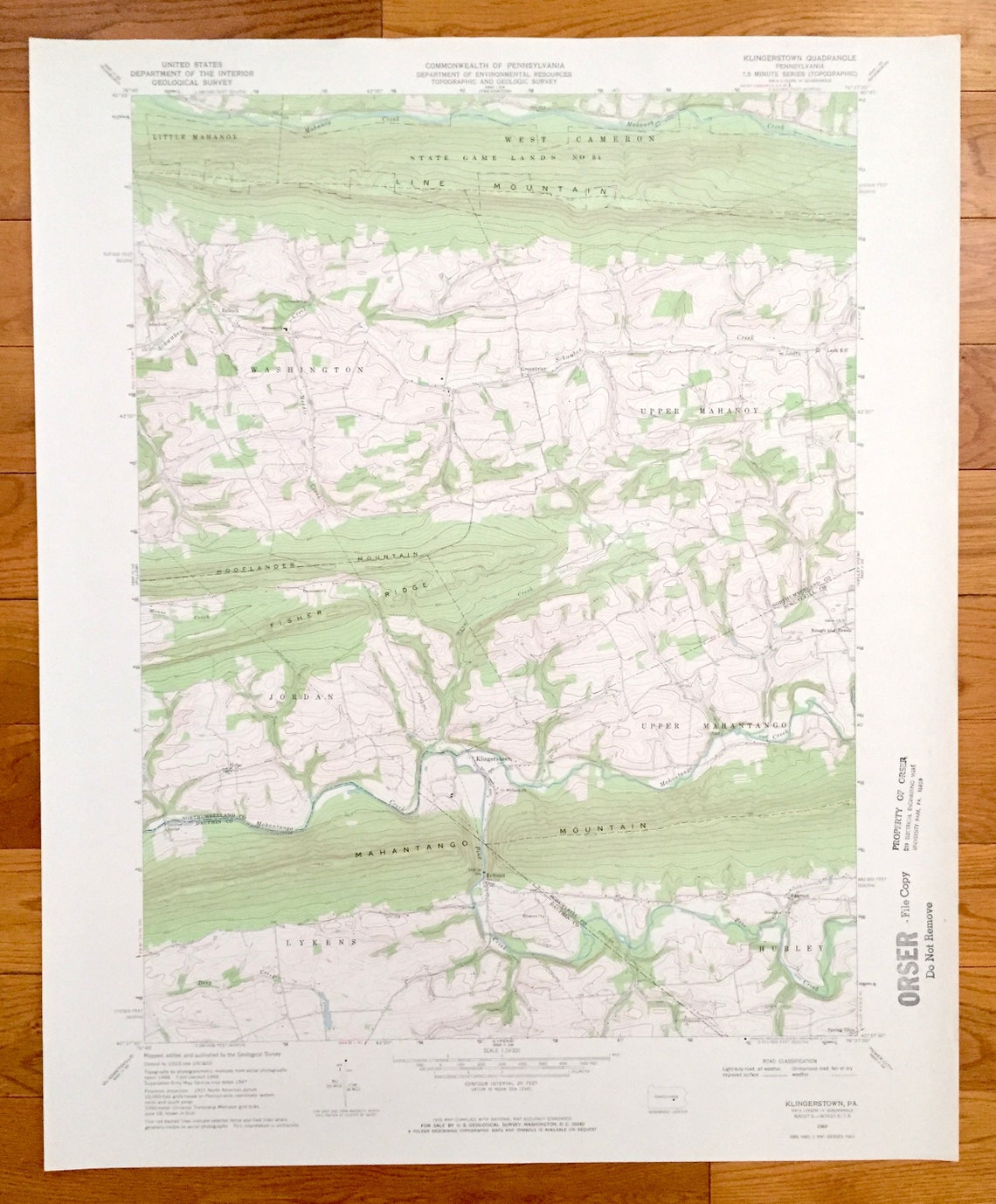 Antique Klingerstown, Pennsylvania 1969 US Geological Survey ...