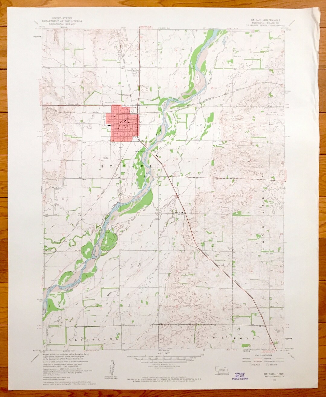 Antique St. Paul, Nebraska 1960 US Geological Survey Topographic Map ...